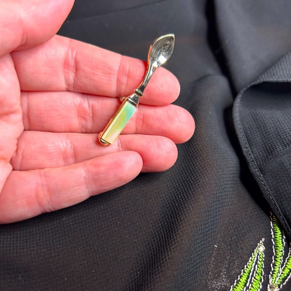 Vintage | Jewelry | Vtg Abalone And Silver Tone Metal Spoon Brooch ...